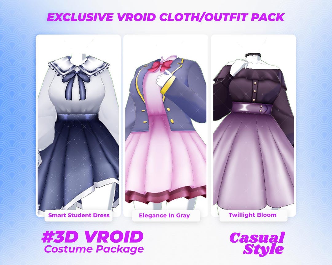 3D Vroid Casual Wear | Trendy Outfit Pack for Vtuber & Anime Avatars ...