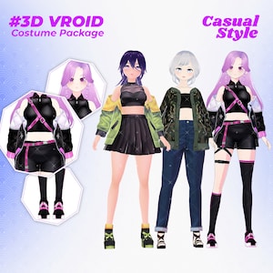 Vtuber Wardrobe Essentials - Chic 3D Vroid Outfit Set, 3D Outfit Set ...