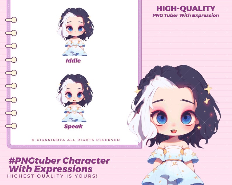 Chibi PNG Tuber Avatar: 2 Pose Streamer Model - Etsy