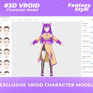 3D Vroid Character, Vroid, 3D, 3d Model Commission, 3d Model - Purr-fectly Charming 3D Vroid Cat ...