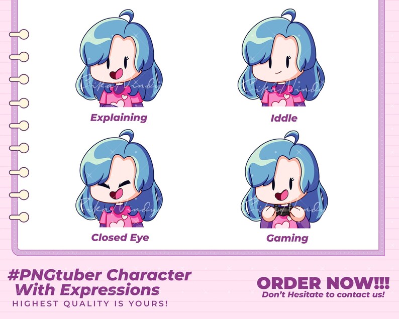 Blue Hair Girl PNG Tuber Avatar for Streamers Pngtuber - Etsy