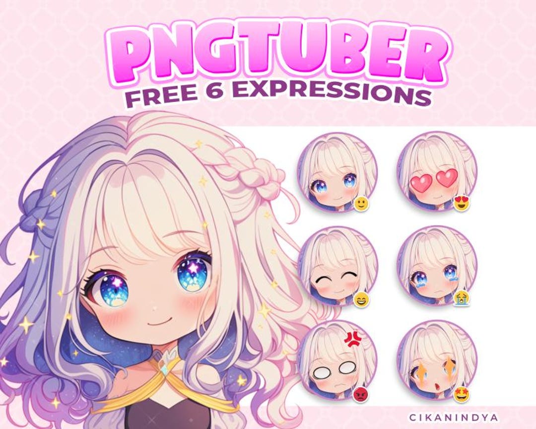 Magical Galaxy Anime Pngtuber Avatar: 6 Poses for Streamers - Etsy