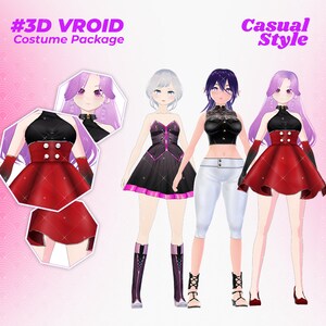 3D Vroid Casual Elegance Girl Outfit Set-vroid Clothing Pack, Vtuber ...