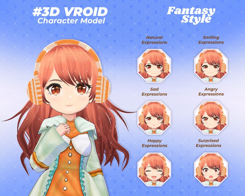 Advanced 3D Vroid Avatar Kitsune Chibi Girl for Gaming & Streaming 3D ...