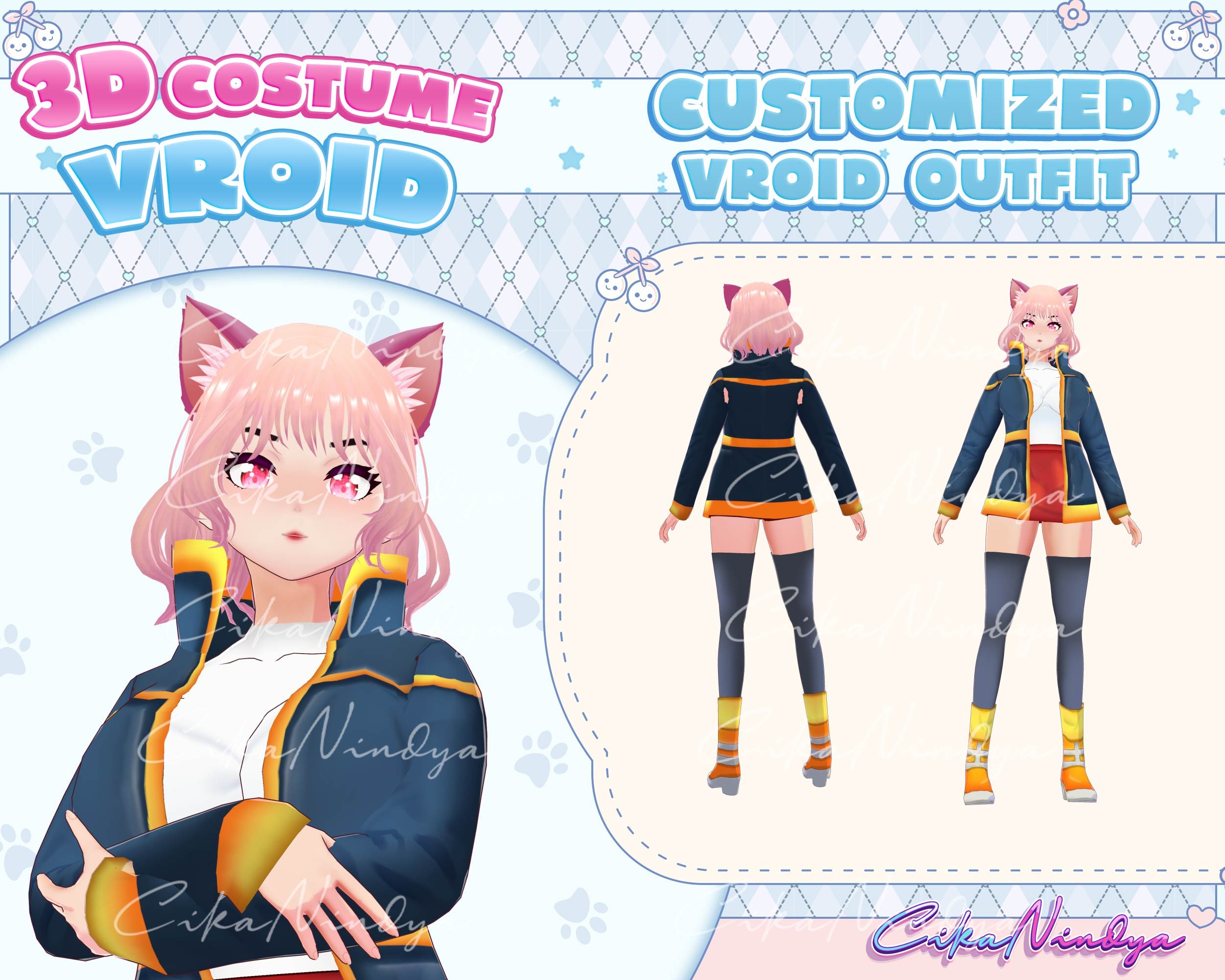 3D Vroid Costume Vroid Outfit Cosplay Costume Vroid Assets - Etsy