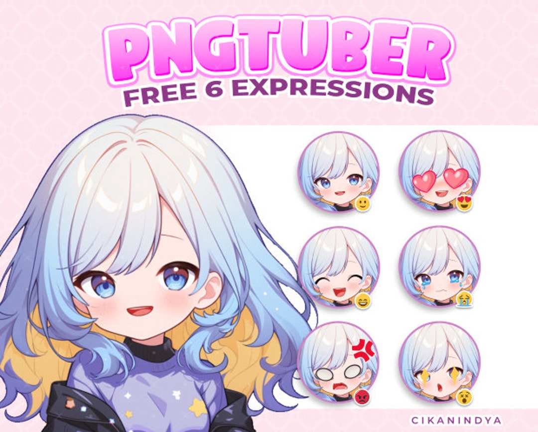 Blue Ombre Hair PNG Tuber | 6 Poses, Vtuber Avatar - Etsy