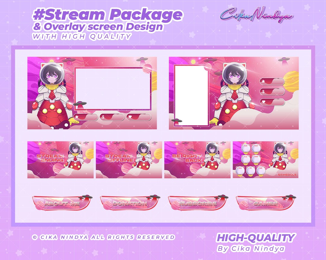 Fantasy Astronaut Vtuber Stream Overlay Package - Etsy