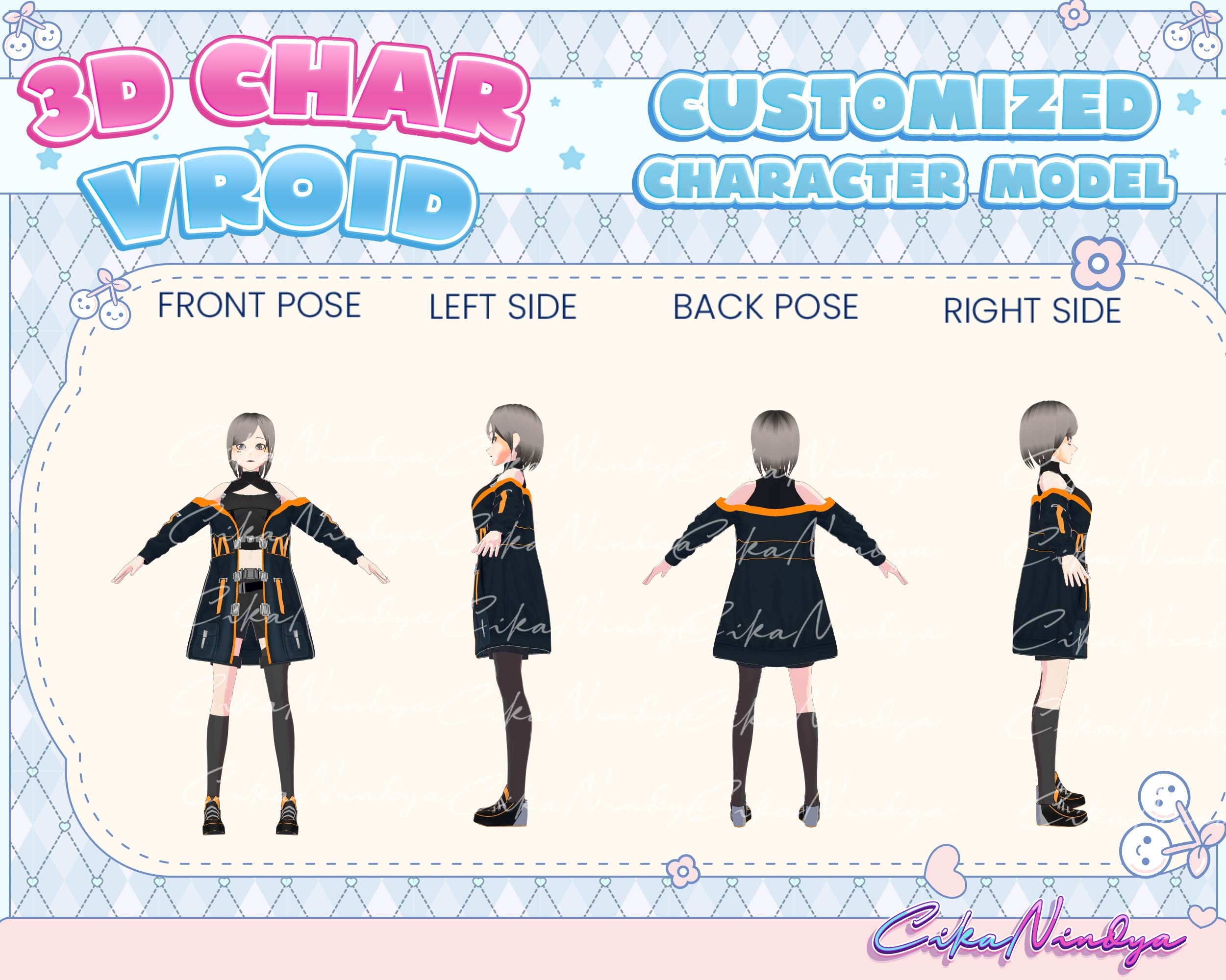 3D Vroid Character 3D Vroid 3d Model Commission Vtuber - Etsy