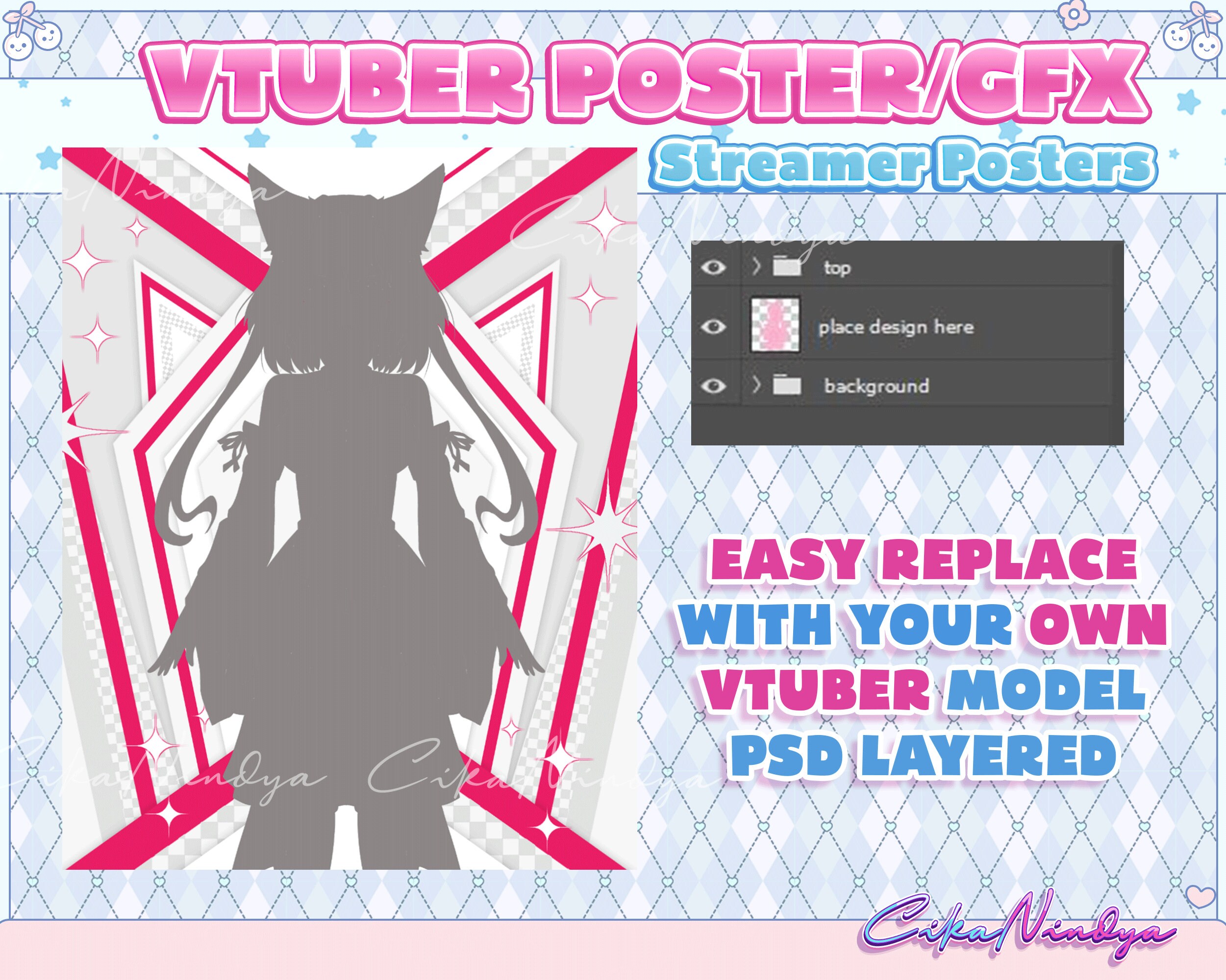 High-quality Vtuber Poster for Streamer Social Media Poster - Etsy
