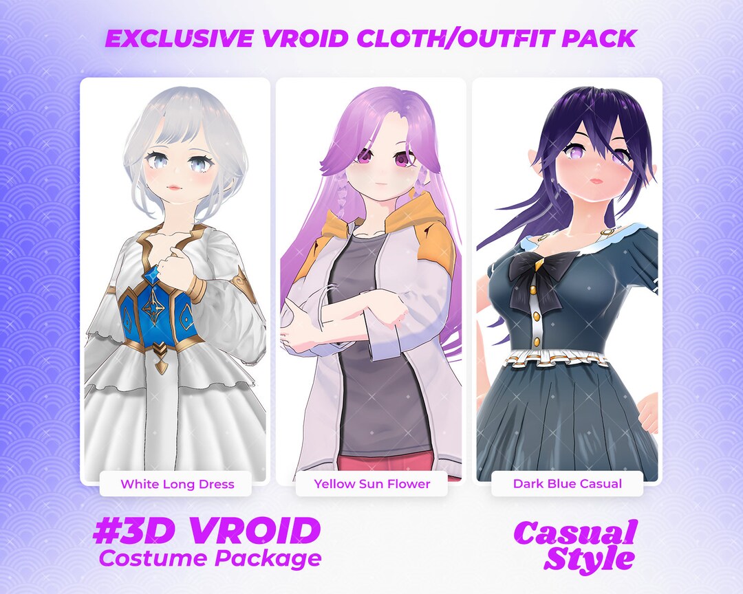 Vroid Clothing Pack, Elegance Vroid, Costume, Vtuber Looks, Kawaii ...