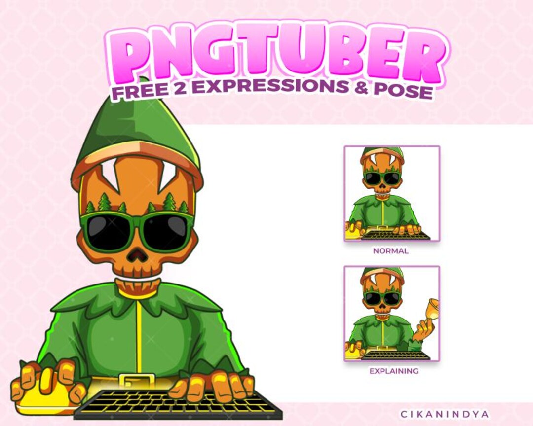 Forest Skeleton Gamer PNG Tuber Avatar | Unique Holiday Skull Live2d ...