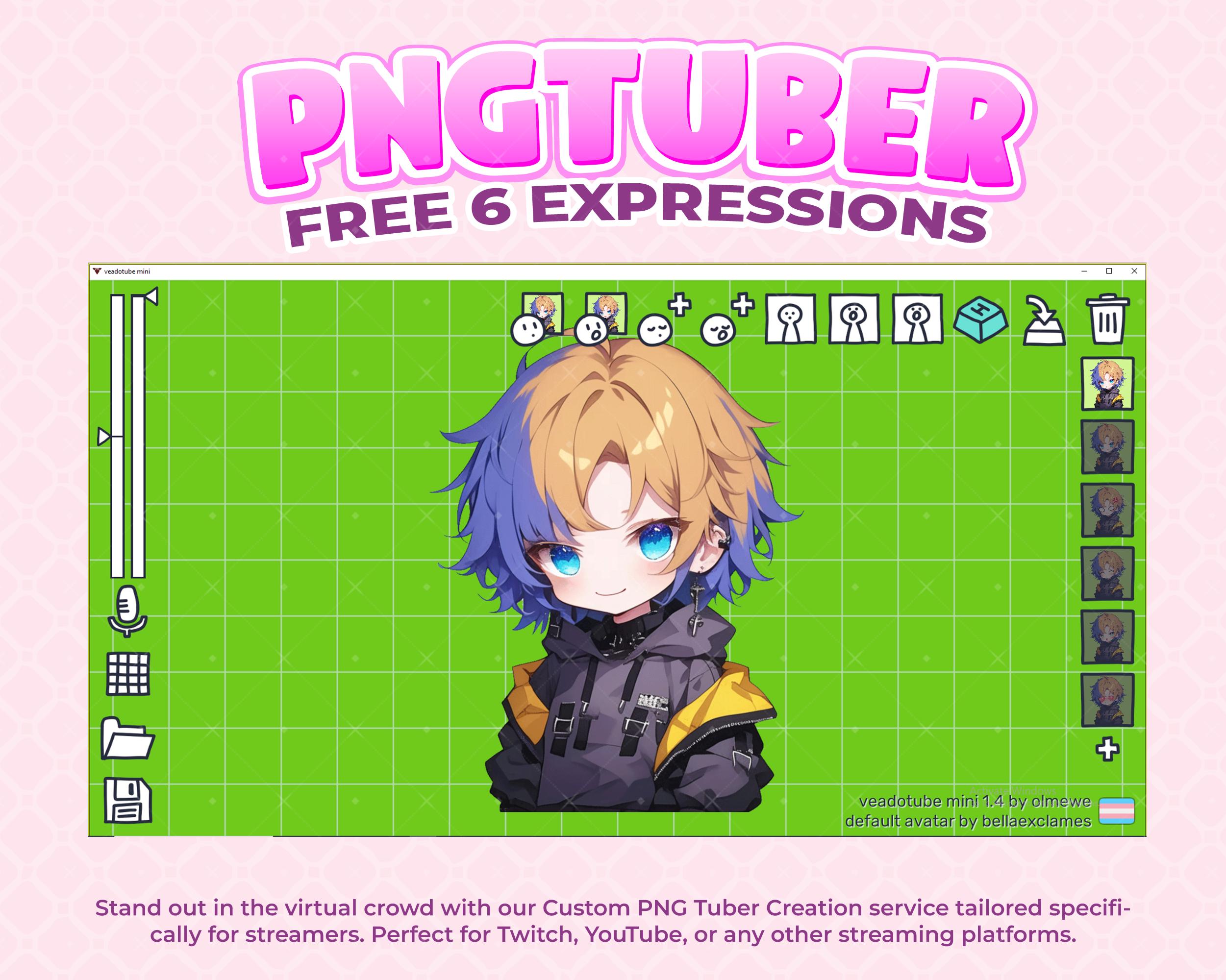Premade Pngtuber Model – Stylish Boy With Blue & Yellow Hair - Etsy