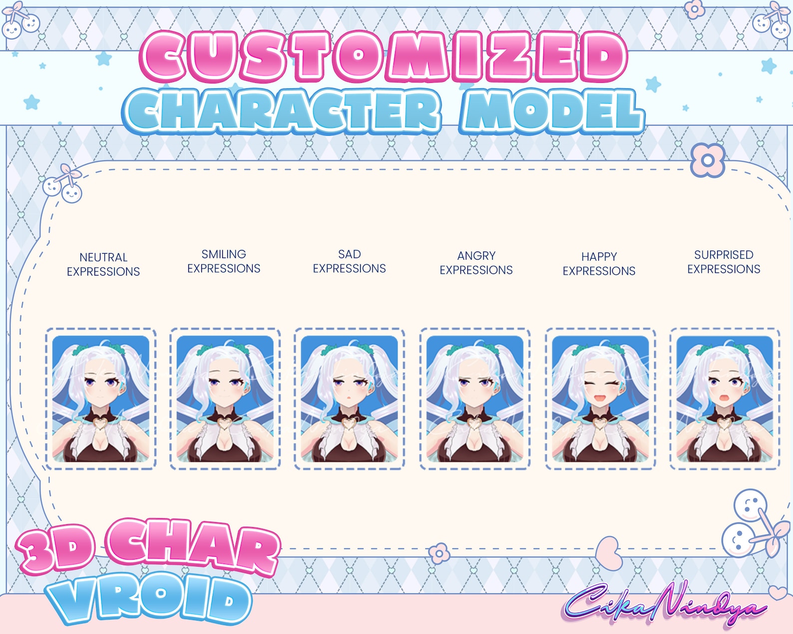 3D Vroid Character Vtuber Model Free 3d Model Vtuber Model - Etsy