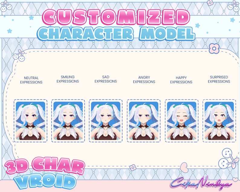 3D Vroid Character Vtuber Model Free 3d Model Vtuber Model - Etsy