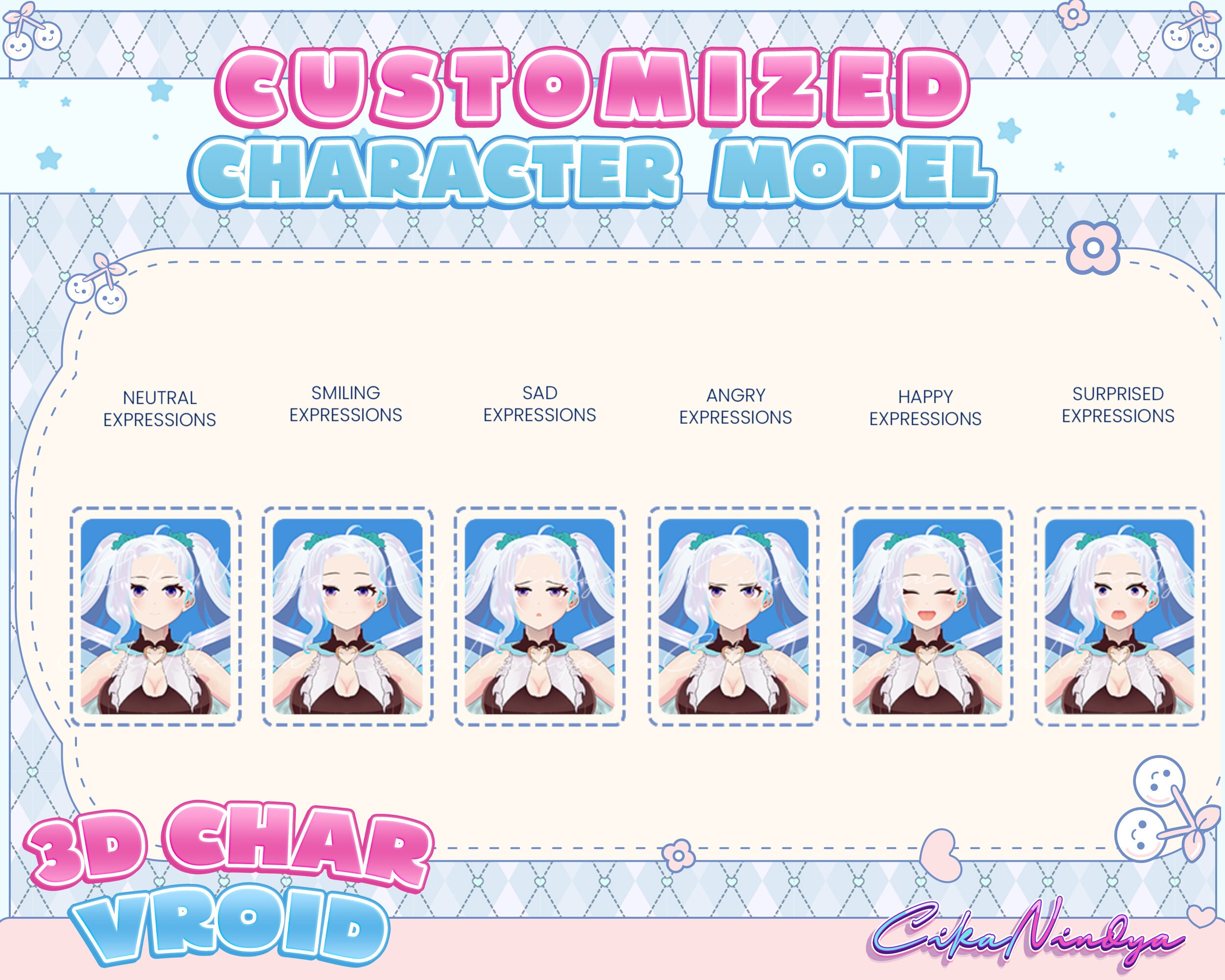 3D Vroid Character Vtuber Model Free 3d Model Vtuber Model - Etsy