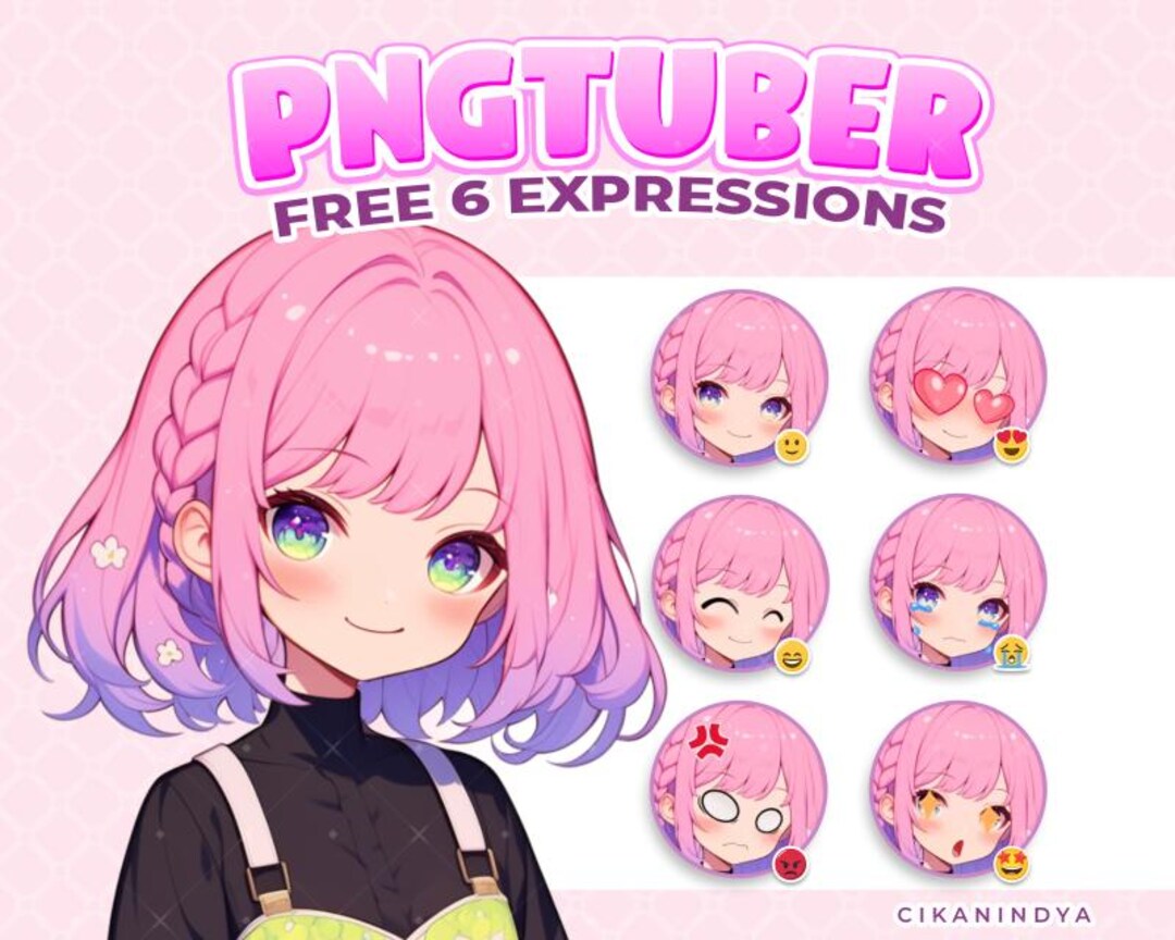 Kawaii Chibi Pngtuber Model: 6 Poses for Vtuber Stream - Etsy