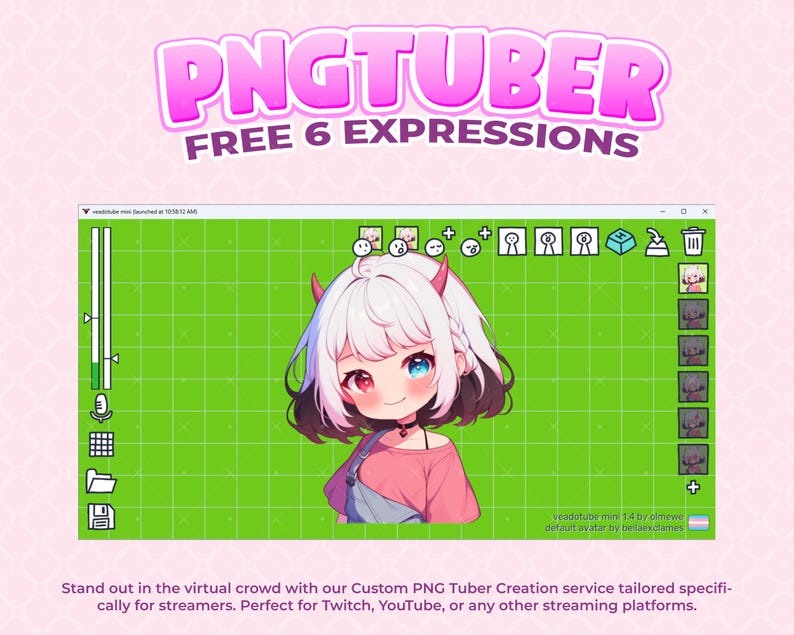 Custom Chibi Pngtuber – Demon Horns With Heterochromatic Eyes - Etsy
