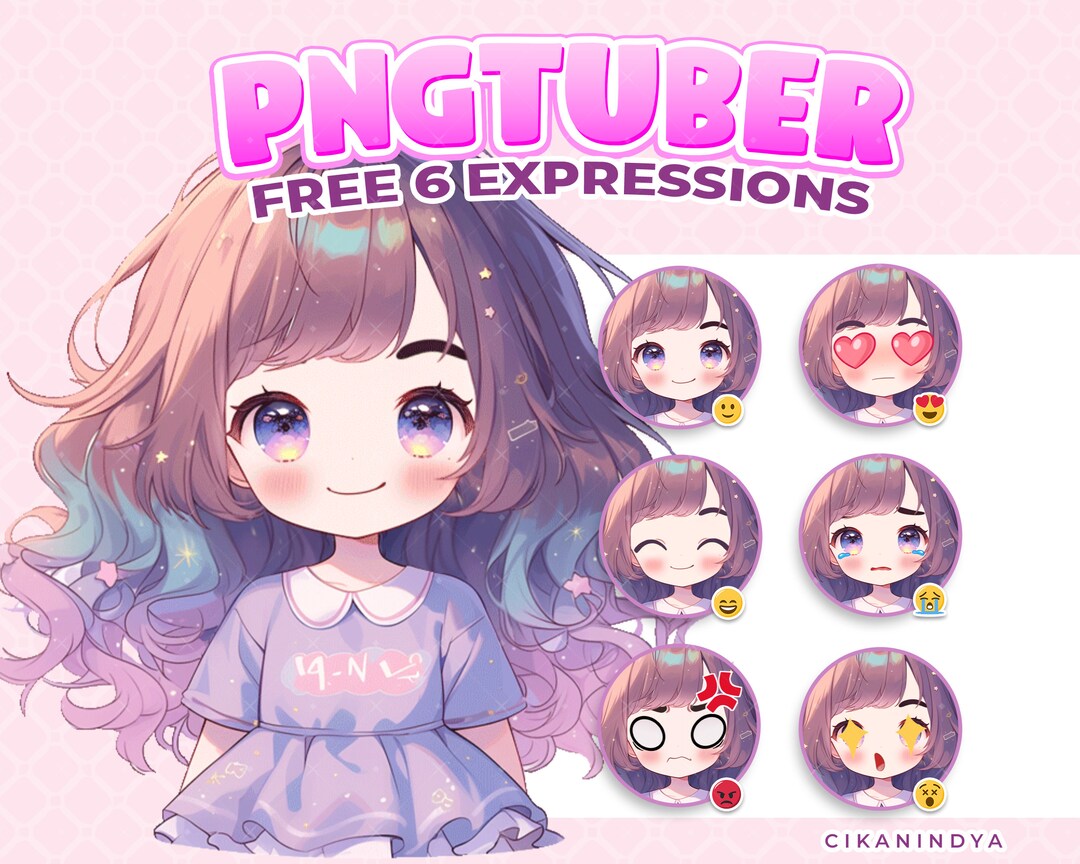 Little Girl PNG Tuber Model: 6 Poses, Cartoon Vtuber - Etsy
