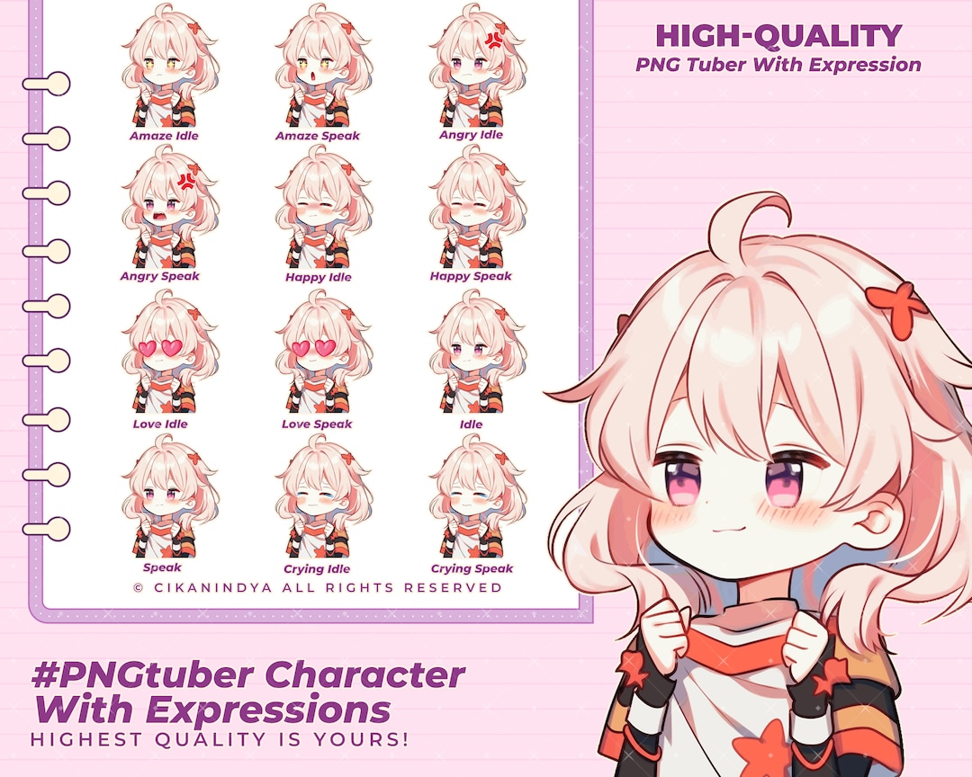 PNG Tuber | Streamer Anime Companion With Chibi Girl PNG Tuber | Free ...