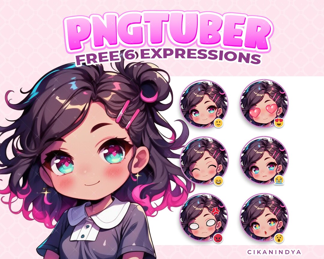 Kawaii Anime Pngtuber Avatar: 6 Poses, Premade Vtuber Assets - Etsy