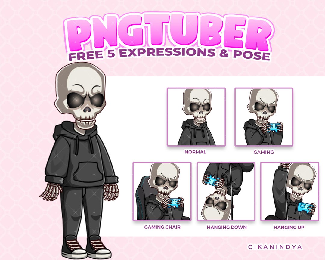 Spooky Skeleton Pngtuber – Cool & Casual Avatar - Etsy