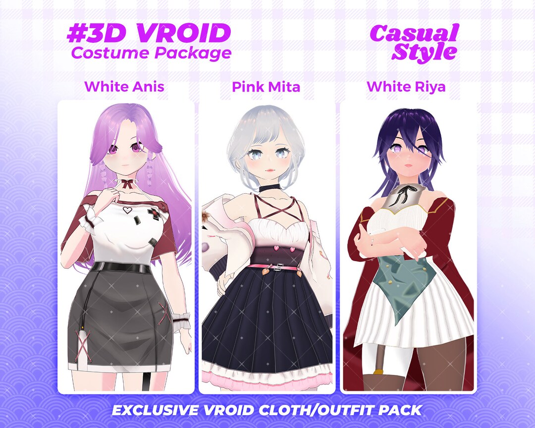 Chic Vroid Makeover With Unique Casual Girl Outfit Pack - Vroid ...