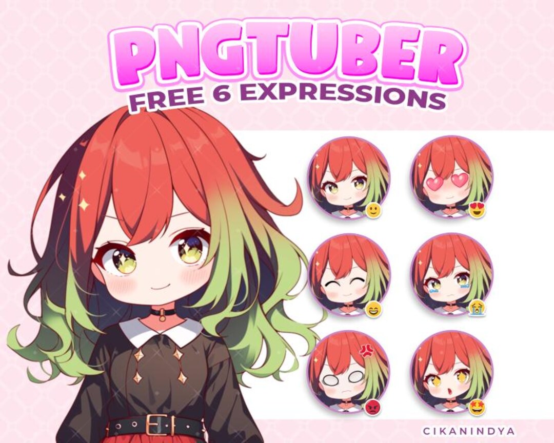 Custom-like Pngtuber – Bold Animated Female Model With Vibrant Colors ...