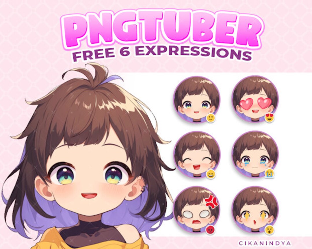 Anime PNG Tuber: 6 Poses for Gaming Streams - Etsy
