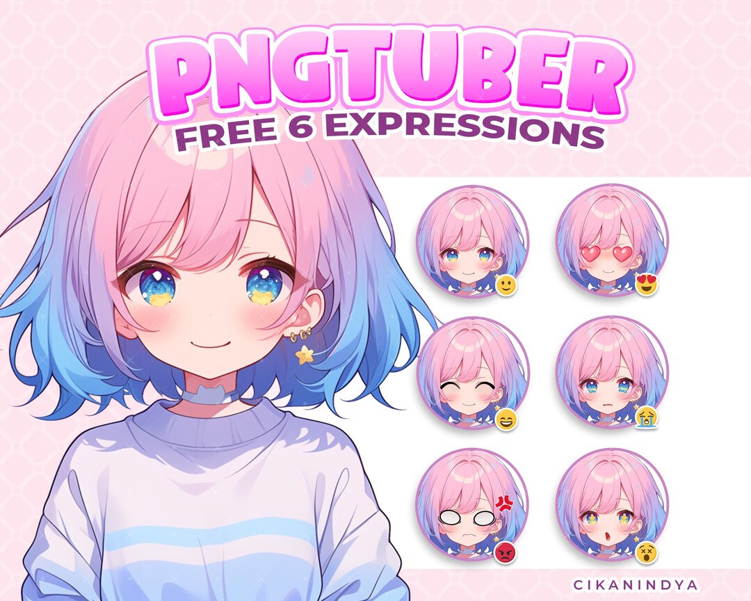 Premade Pngtuber Model – Cute Girl With Pink and Blue Hair - Etsy
