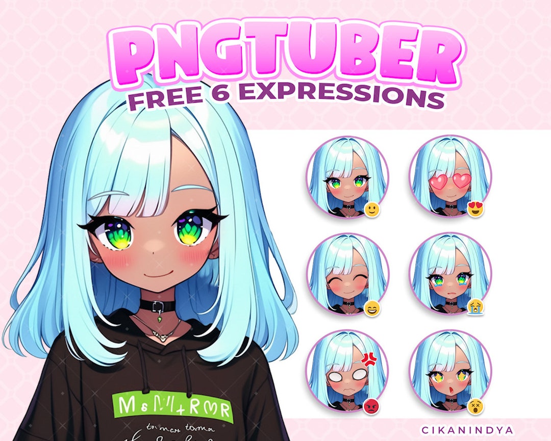 PNG Tuber | Get Noticed With a PNG Tuber Girl Blue Hair for Streaming ...