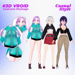 Vroid Clothing Pack, Casual Outfits, Kawaii Clothes, Digital Esports ...