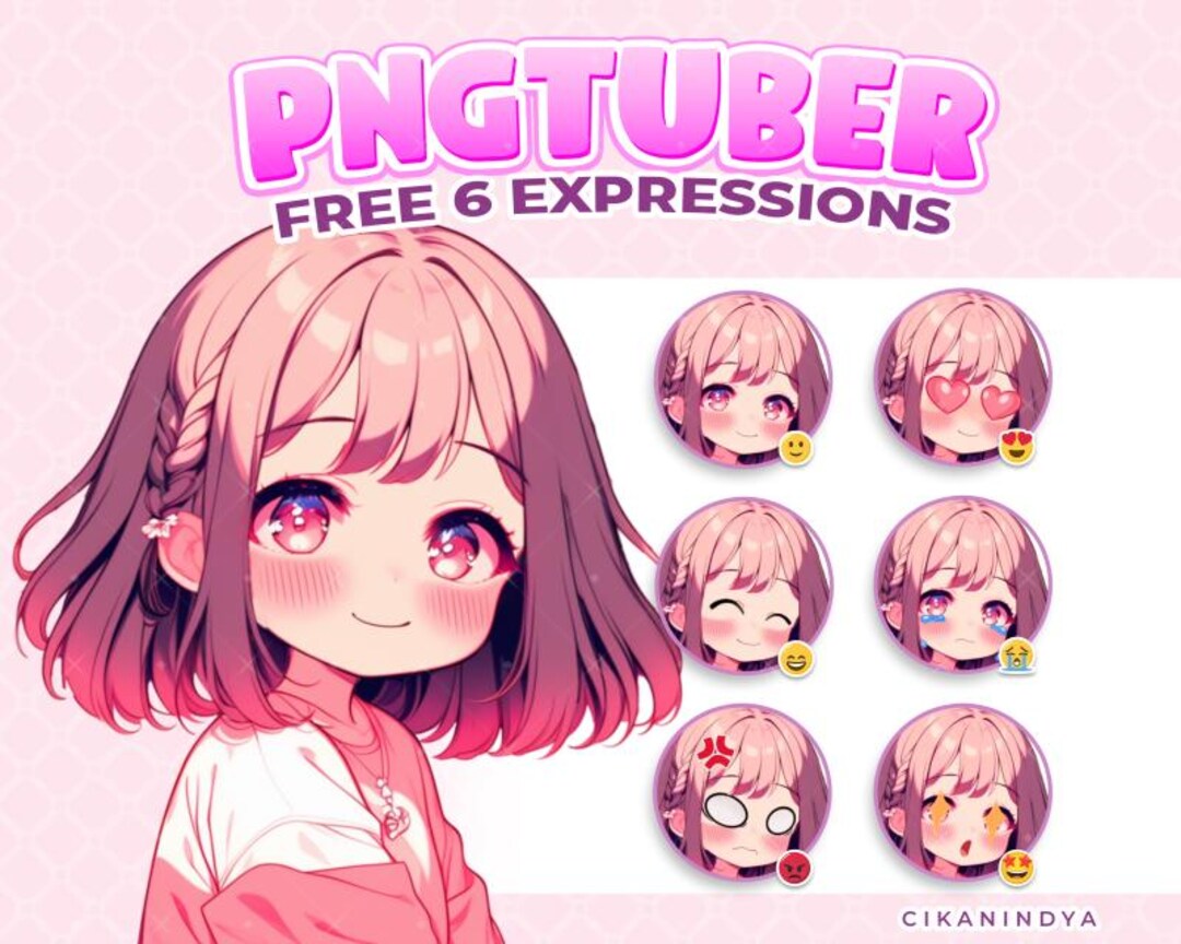 PNG Tuber | Adorable Vtuber With Sparkling Eyes for Gaming Streamers ...