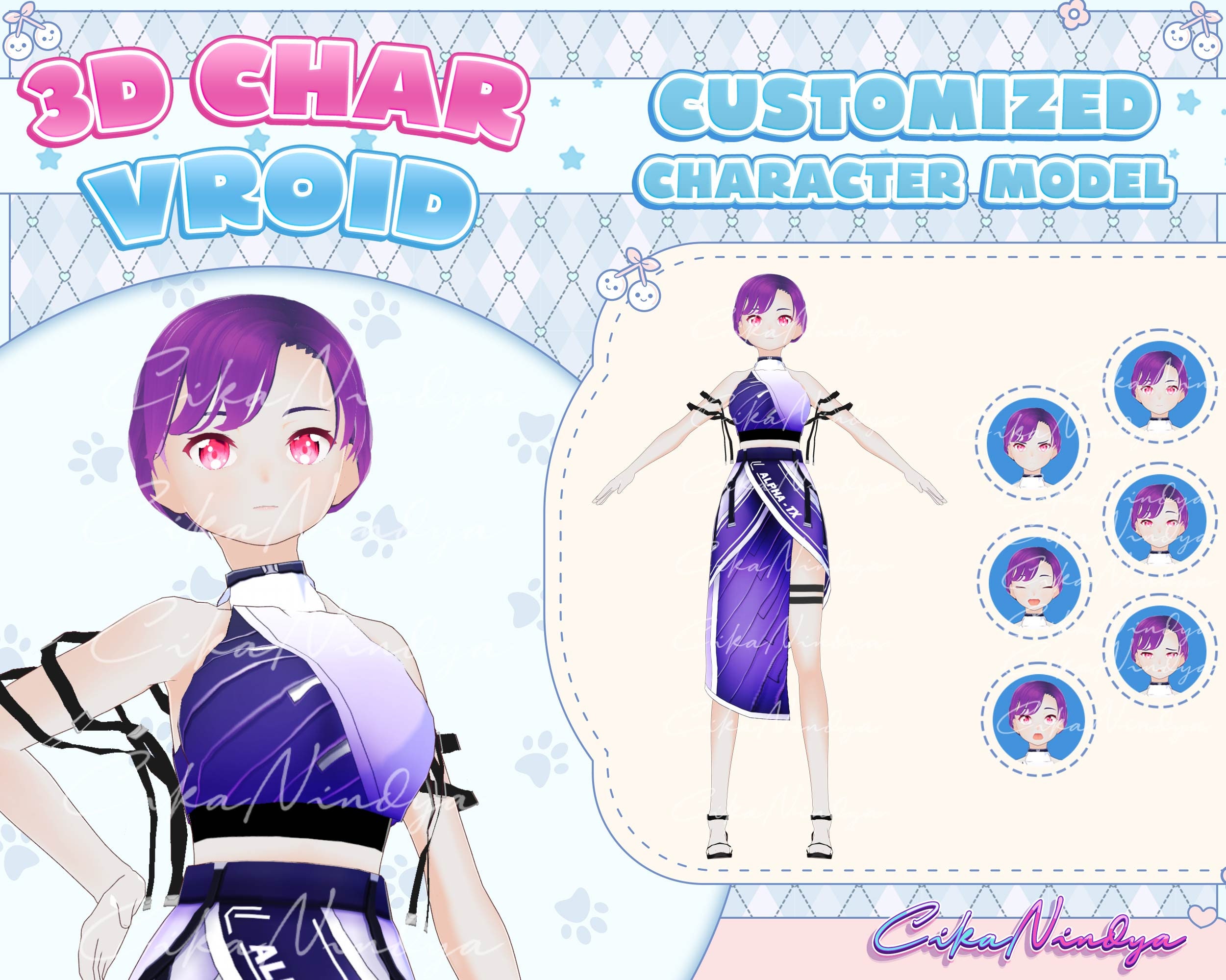 3D Vroid Character Vroid 3D Virtual Persona 3d Model - Etsy