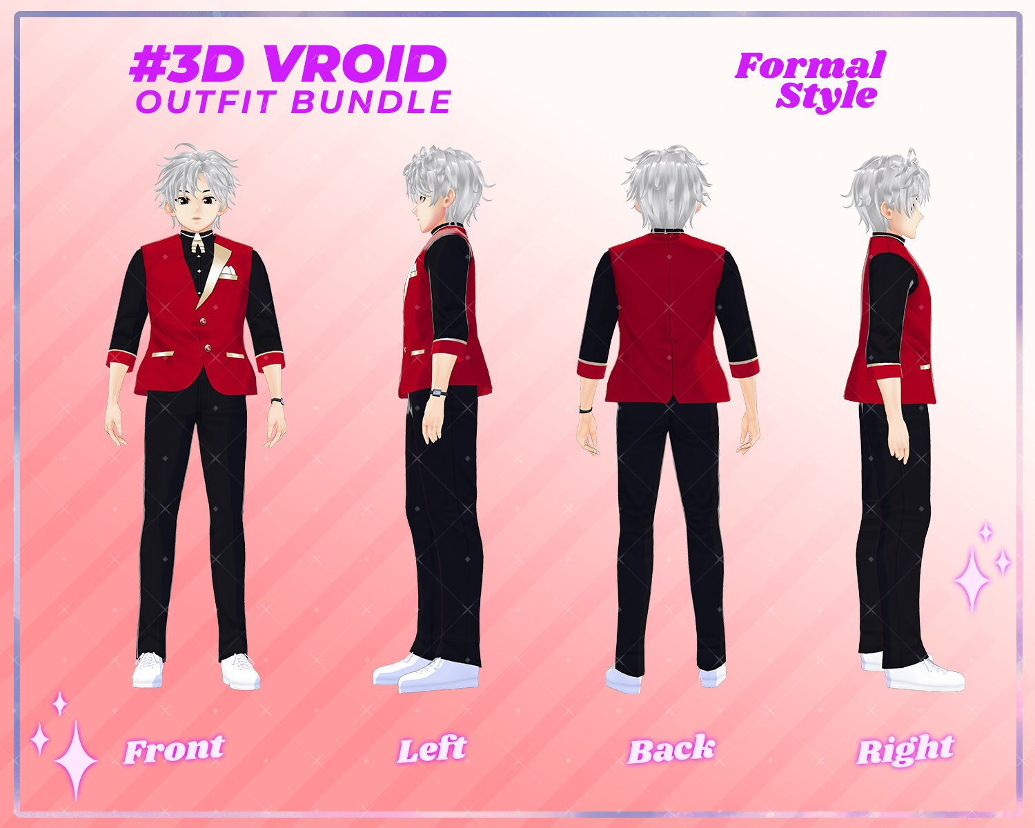 Vroid Formal Outfit Pack: 3 Male Costume Styles (.vroidcustomitem) - Etsy