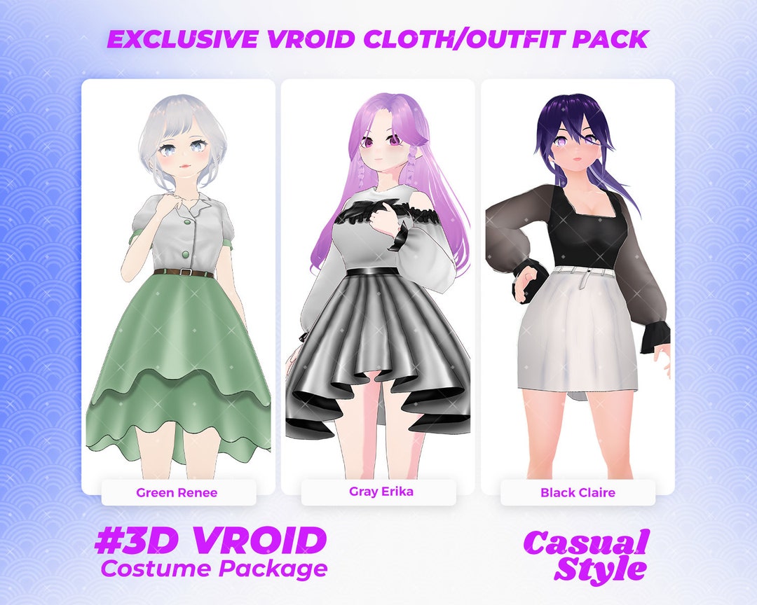 Vroid Clothing Pack, Cosplay Costume, Kawaii Clothes, Vroid Outfit ...