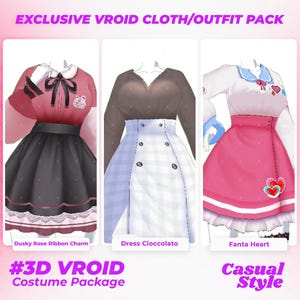 Vroid Casual Fashion Set | Cute & Cozy 3D Clothes for Avatars | Vroid ...