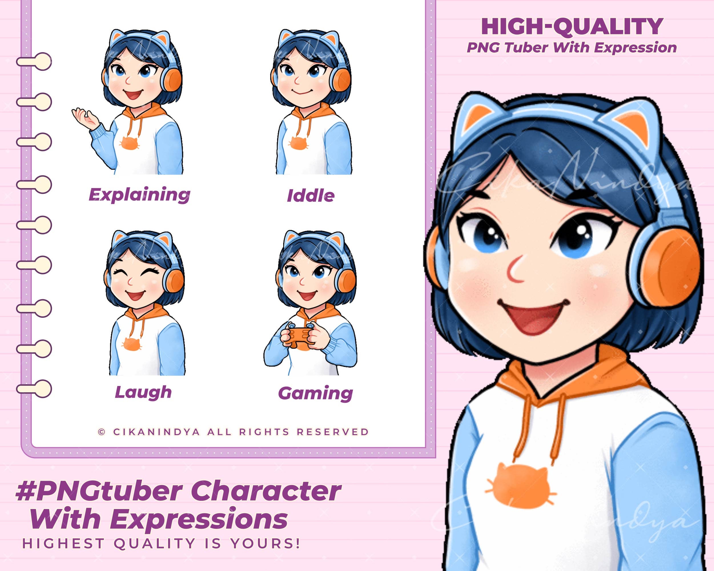 PNG Tuber Pngtuber Model Pngtuber Premade Pngtuber - Etsy