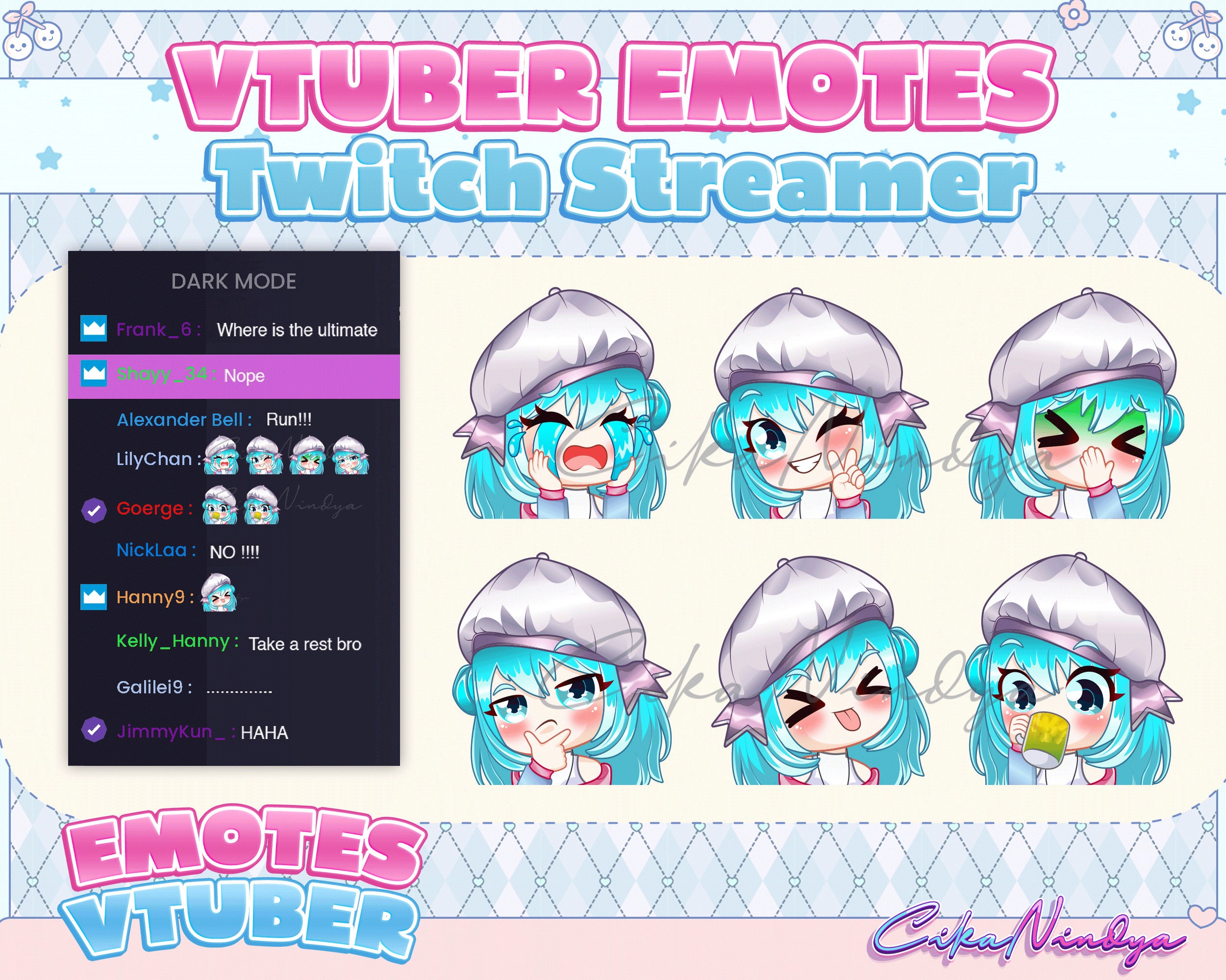 Elevate Your Chat Engagement With Vtuber Emote Blue Hair for - Etsy