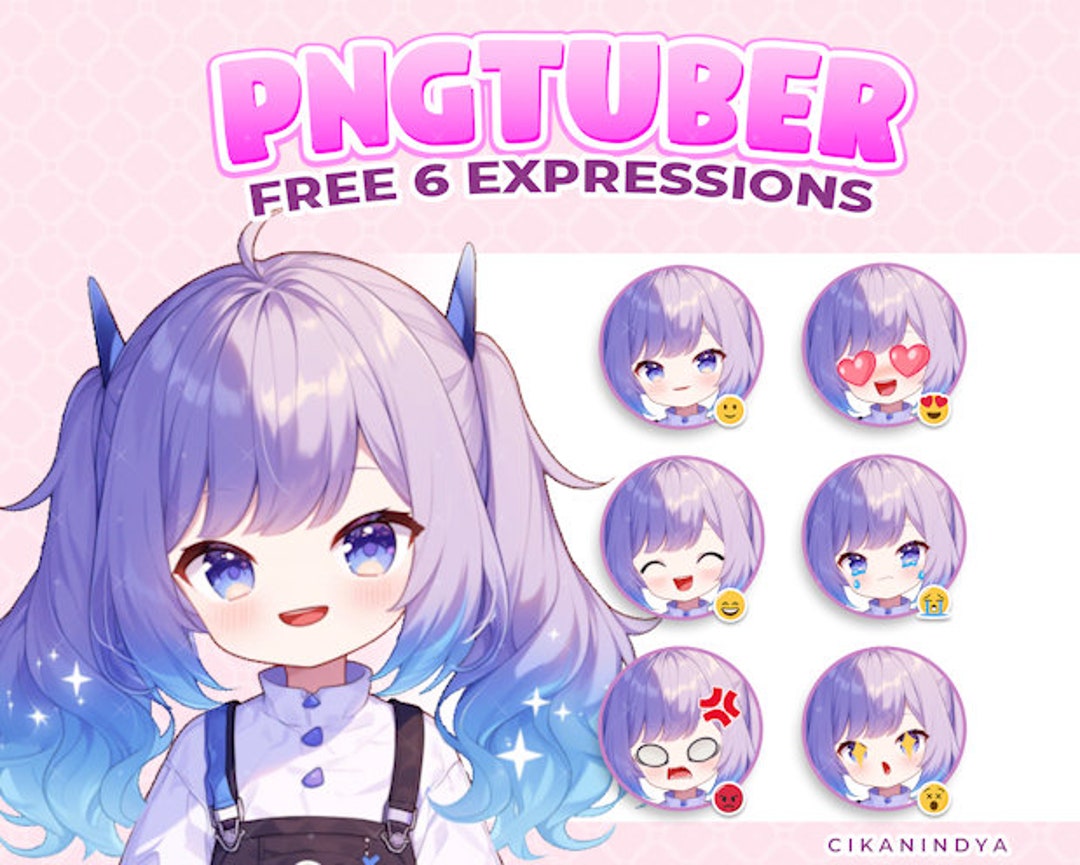 Purple Girl PNG Tuber Avatar: 6 Poses for Streaming - Etsy UK