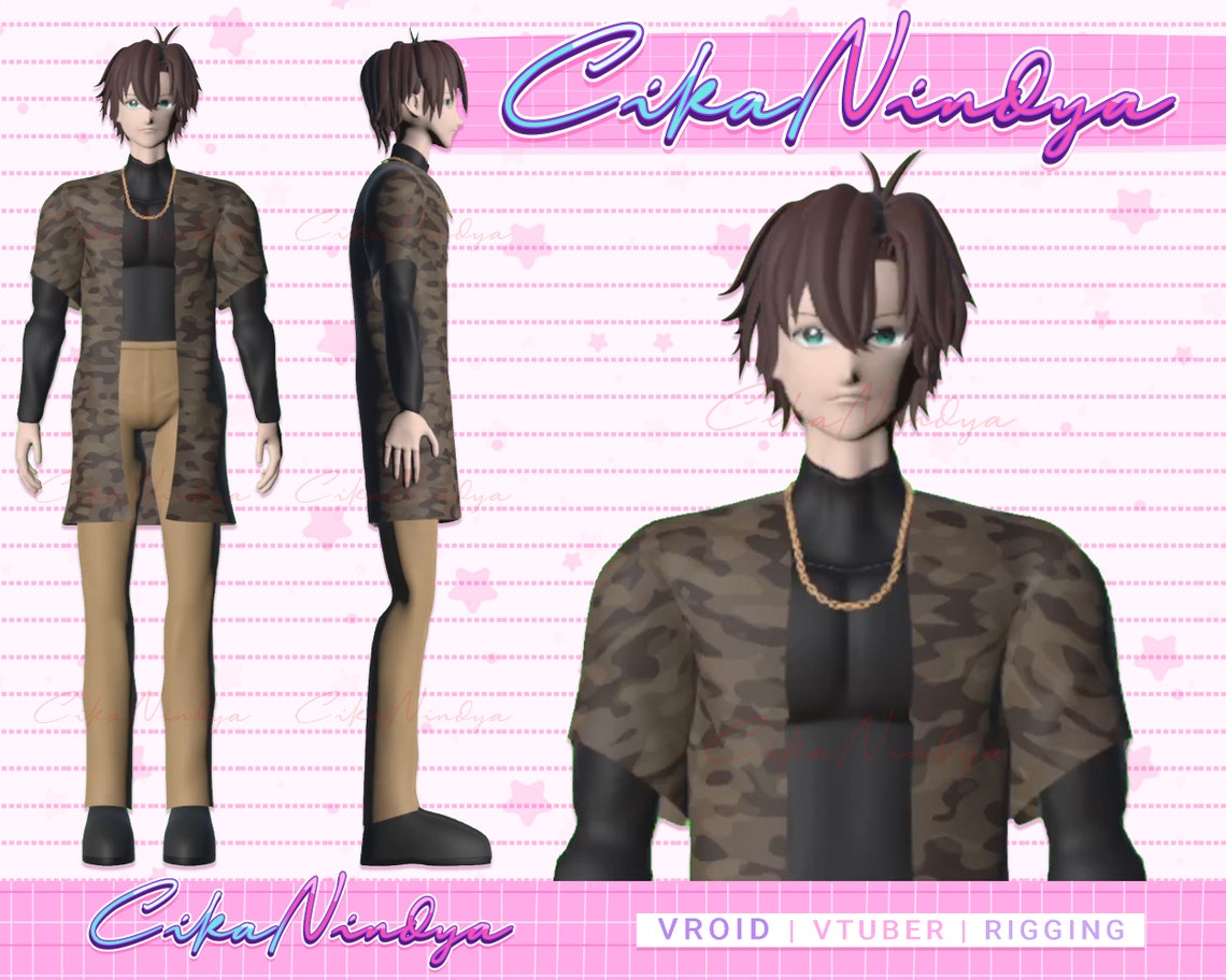Vroid 3D Vtuber Anime Boy Character Brown Hair Vtuber - Etsy