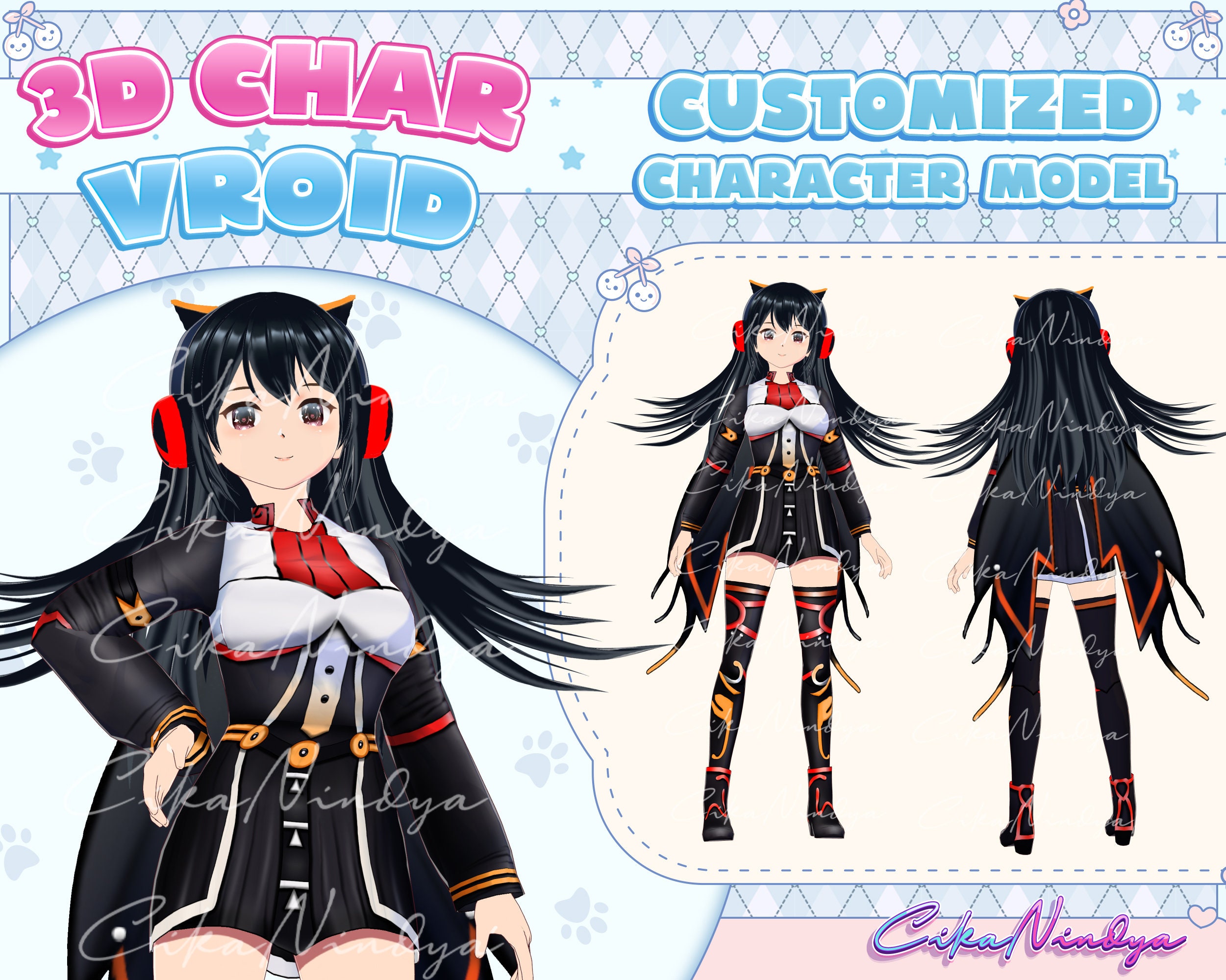 3D Vroid Character 3d Model Vtuber Model Free Vtuber Model - Etsy Australia