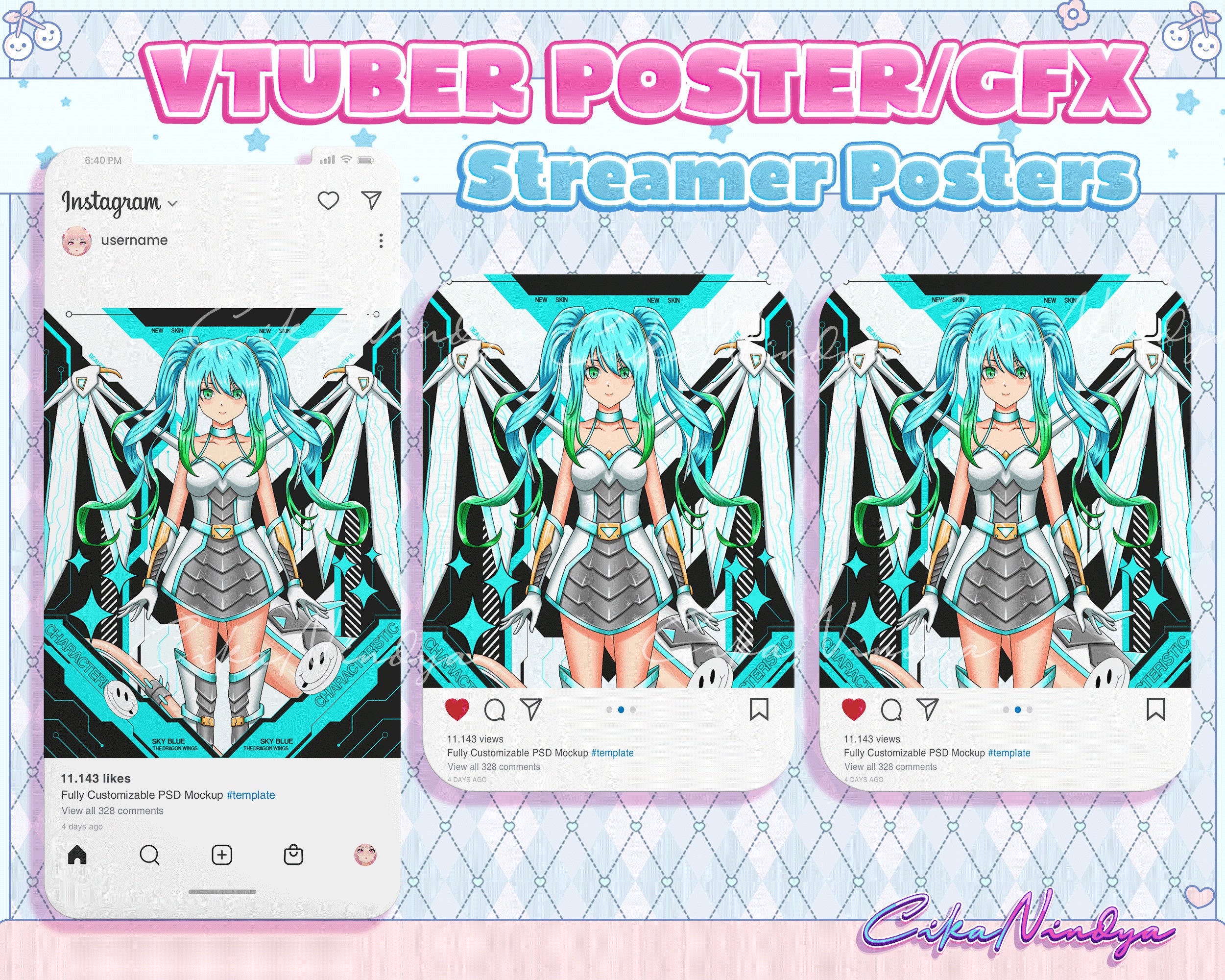 Digital Vtuber Poster for Streamer's Social Media Vtuber - Etsy