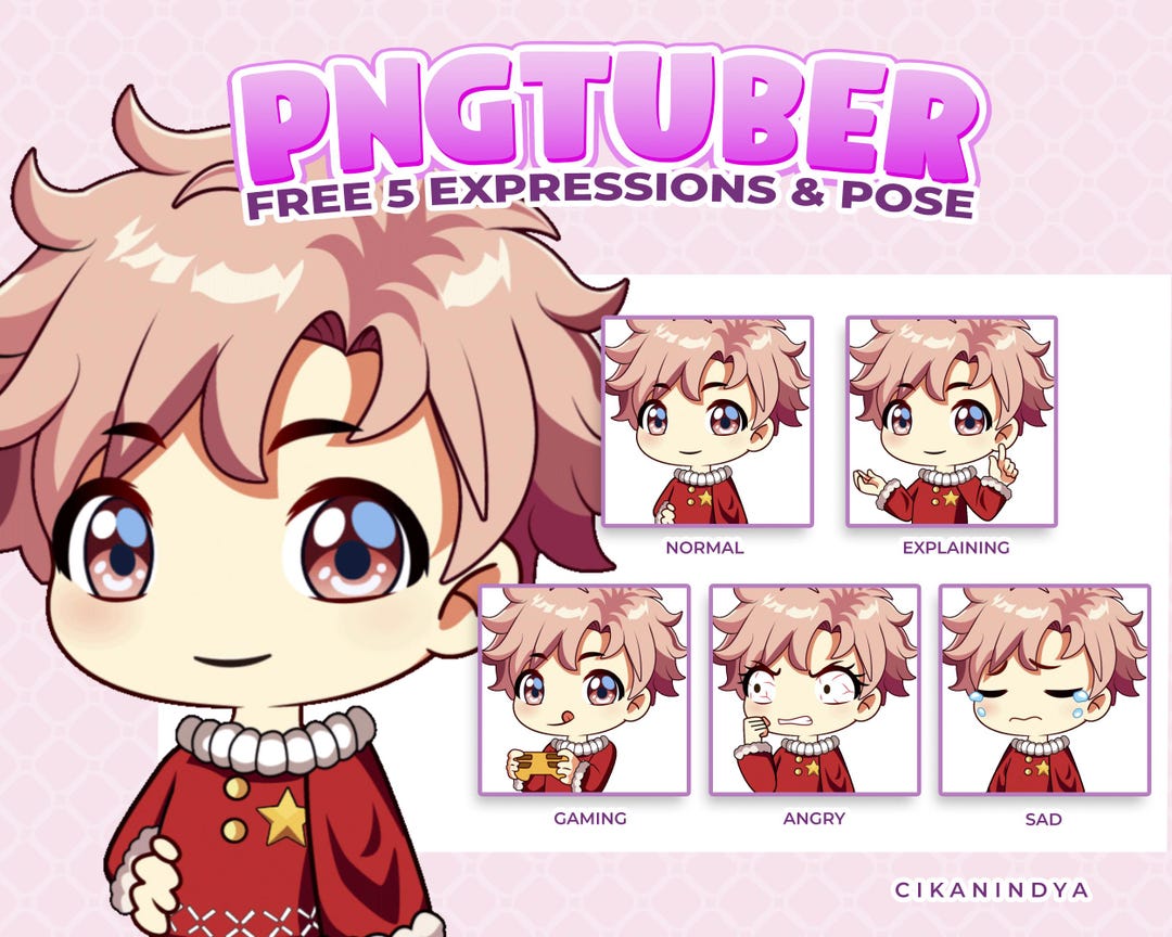 Premade Custom Pngtuber – Chibi Male Avatar With Holiday Charm - Etsy
