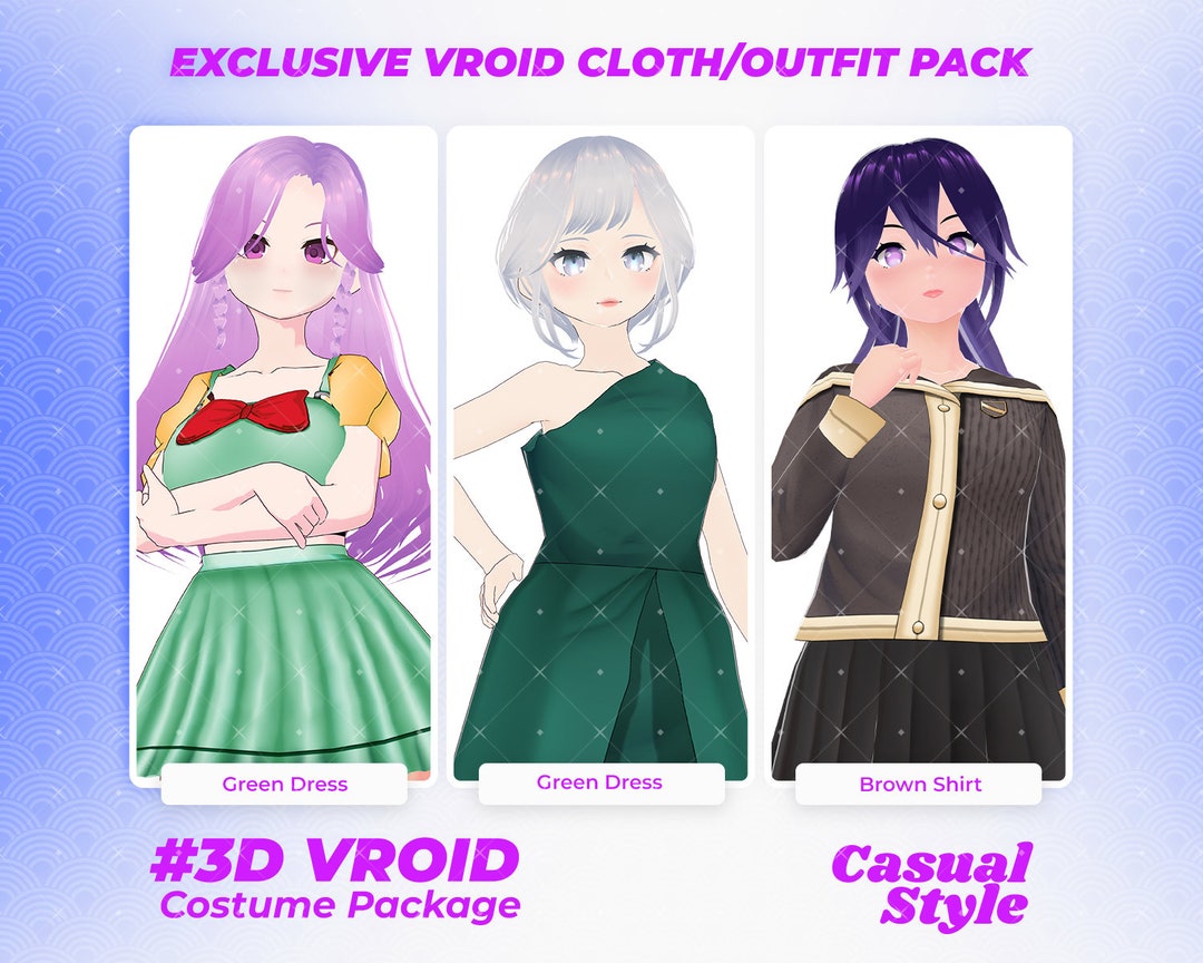 Sleek Mini Couture for Vroid Girl Streamers - Vroid Clothing Pack, Girl ...