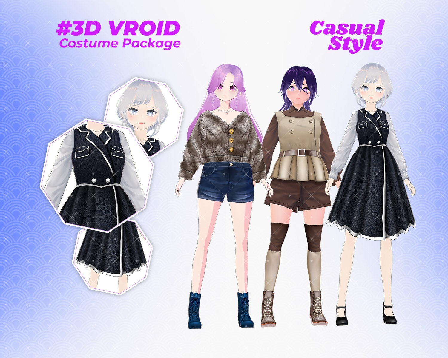 Vroid Clothing Pack, Vroid Outfit, Cosplay Costume, Vroid Assets Casual ...