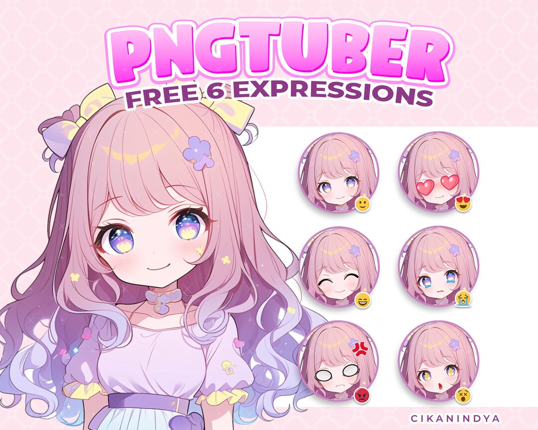 PNG Tuber | Chibi Vtuber Model With Ombre Hair Pastel Colour | Get 6 ...