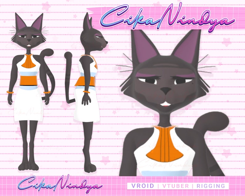 VRoid 3D Vtuber Gato con ropa de clleopatraa Gato Peludo - Etsy México