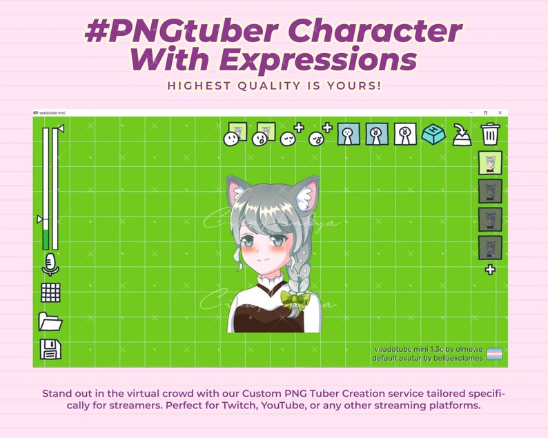 PNG Tuber Creator Grey Hair Cat Girl for Streamers Png Tuber - Etsy