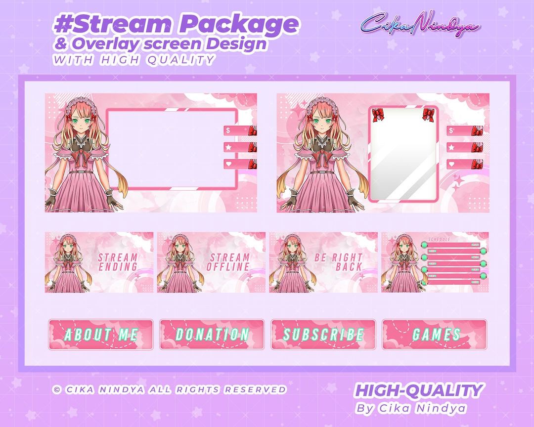 Pink Theme Stream Overlay Package: Gaming Broadcast Graphics (PSD/PNG ...