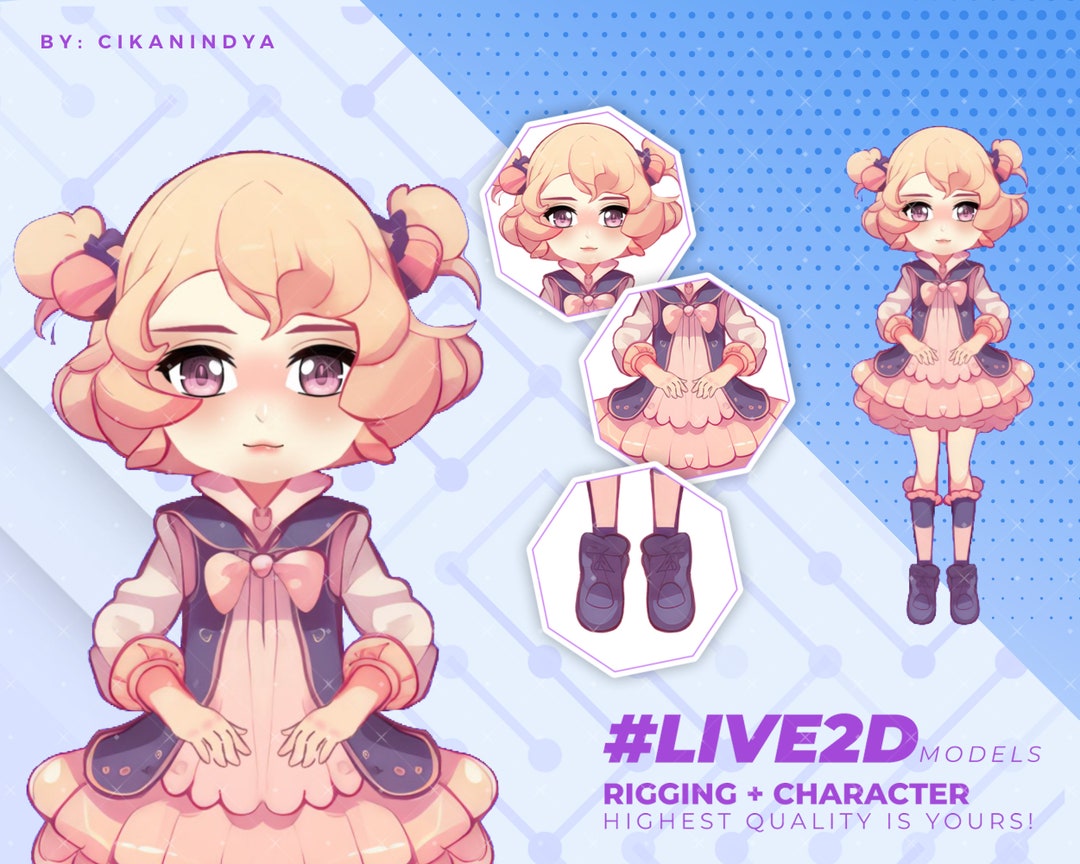 Vtuber Model | Cute Loli Girl Vtuber Live2d Wearing Mini Dress | 7 Basic Expressions | Get Free ...